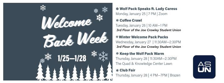 Welcome Back Week 2021, University of Nevada, Reno, 28 January 2021