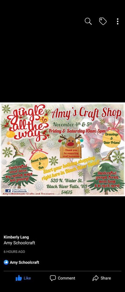Jingle All The Way to Amys Craft Shop, Amy's Handmade Crafts and ...