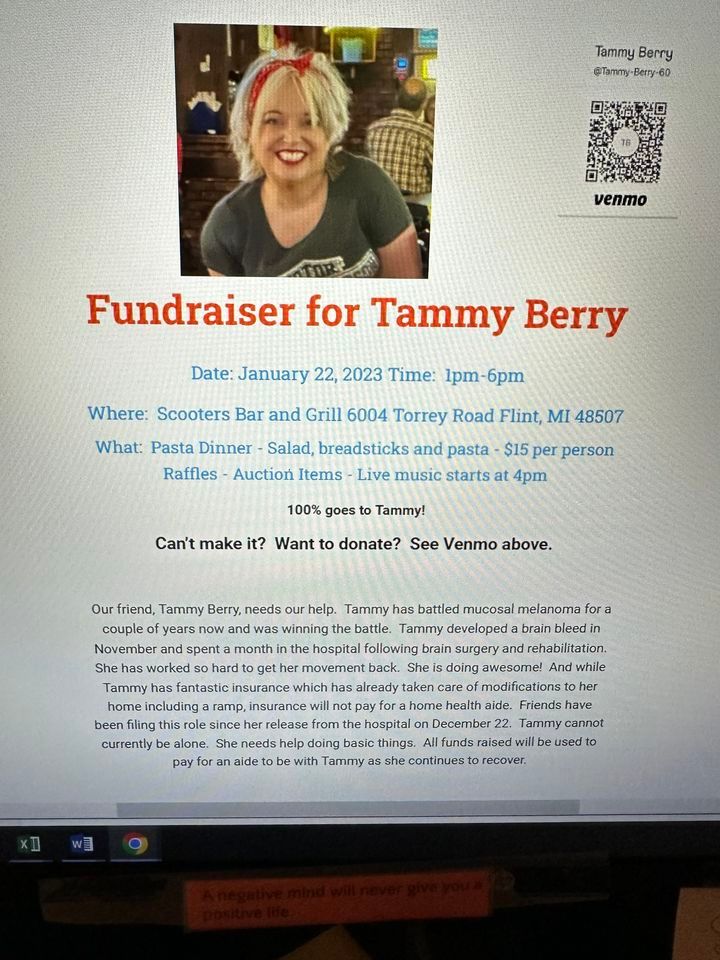 Fundraiser for Tammy Berry, Scooter's Bar & Grill, Flint, 22 January 2023