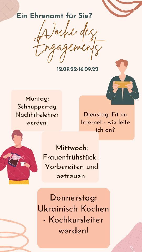 Ein Ehrenamt im Frauenzentrum - Schnuppertage vom 12.09.-16.09.22 ...