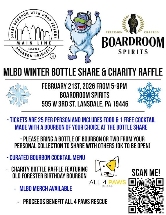 MLBD Winter Bottle Share & Charity Bottle Raffle Event, Boardroom ...