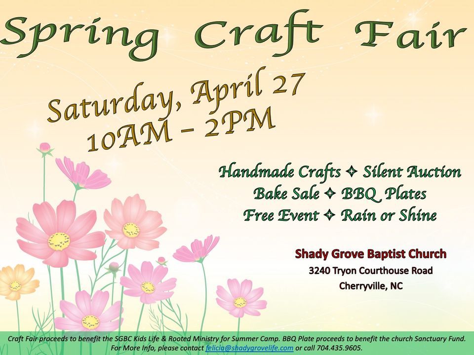 2024 Spring Craft Fair, Shady Grove Baptist Church, Lincolnton, 27 ...
