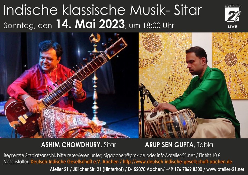 Klassische indische Musik- Sitar, Atelier 21, Aachen, 14 May 2023