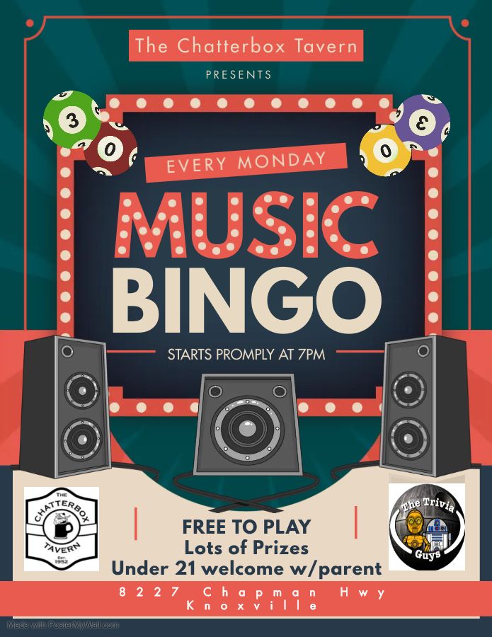 Music BINGO, The Chatterbox Tavern, Est. 1952, Knoxville, 30 October 2023