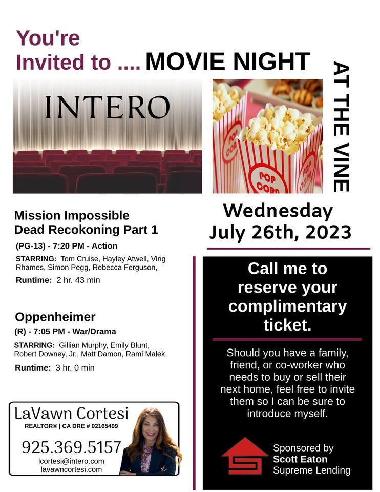 Intero Movie Night at Vine Cinema, Vine Cinema, Livermore, 26 July 2023