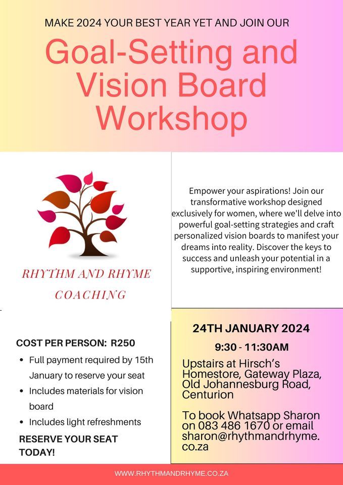 Goal-Setting and Vision Board Workshop, Hirsch's Centurion, 24 January 2024