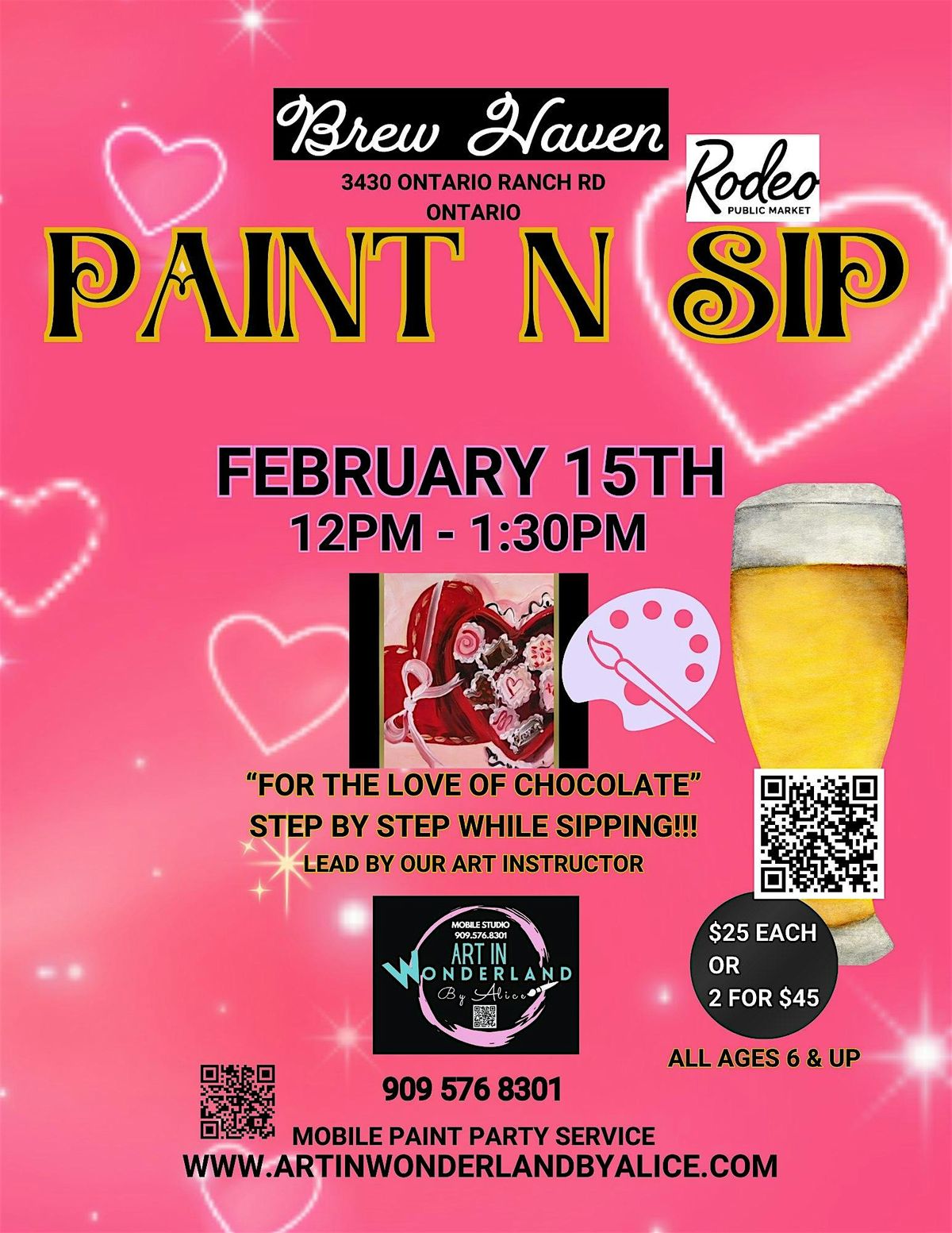 Valentine Paint n Sip at Brew Haven in Rodeo X Ontario Rancho, Brew ...