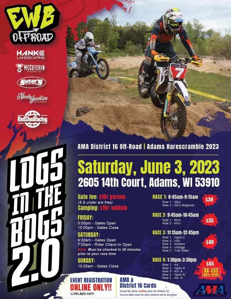 AMA District 16 Offroad Adams Harescramble LOGS in the BOGS 2.0, 2605 ...
