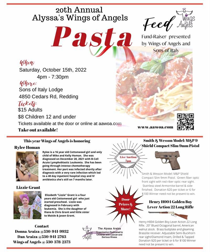 Wings of Angels 20th Annual Pasta Feed, Sons of Italy #2453, Redding ...