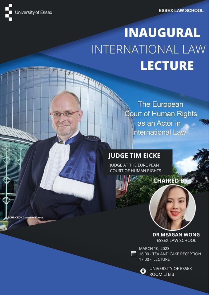 Inaugural International Law Lecture with Judge Tim Eicke, University of ...