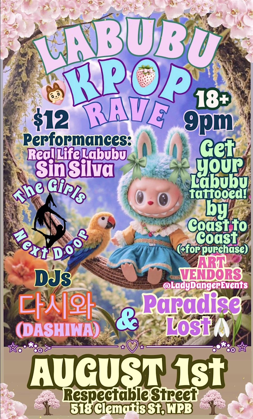 LABUBU K-POP RAVE, Respectable Street, West Palm Beach, 1 August 2025