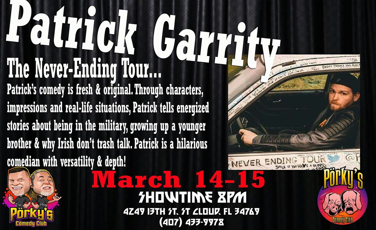 Patrick Garrity 2025, Porky's Comedy Club & Jimmy Bear's BBQ, St. Cloud ...
