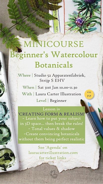 Beginners Watercolour Botanicals LESSON iv Creating Form & Realism, EHV ...