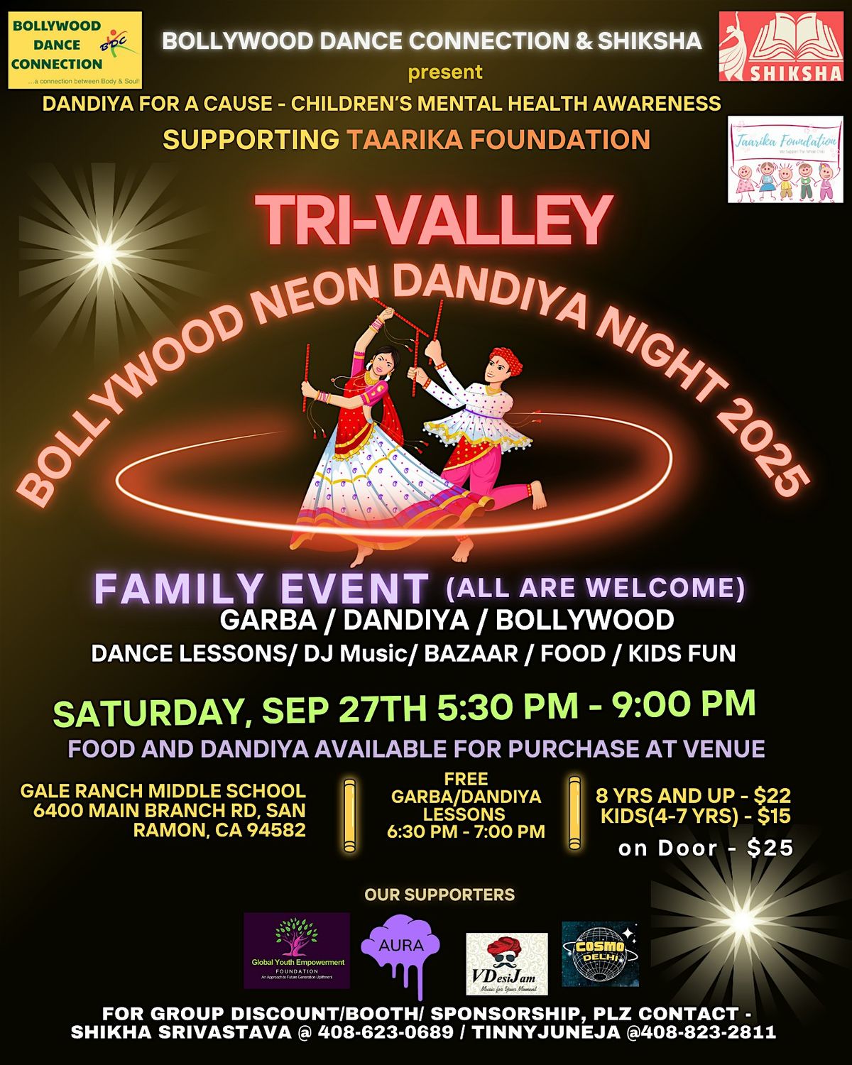 TRI-VALLEY BOLLYWOOD NEON Dandiya Night 2025, Gale Ranch Middle School ...