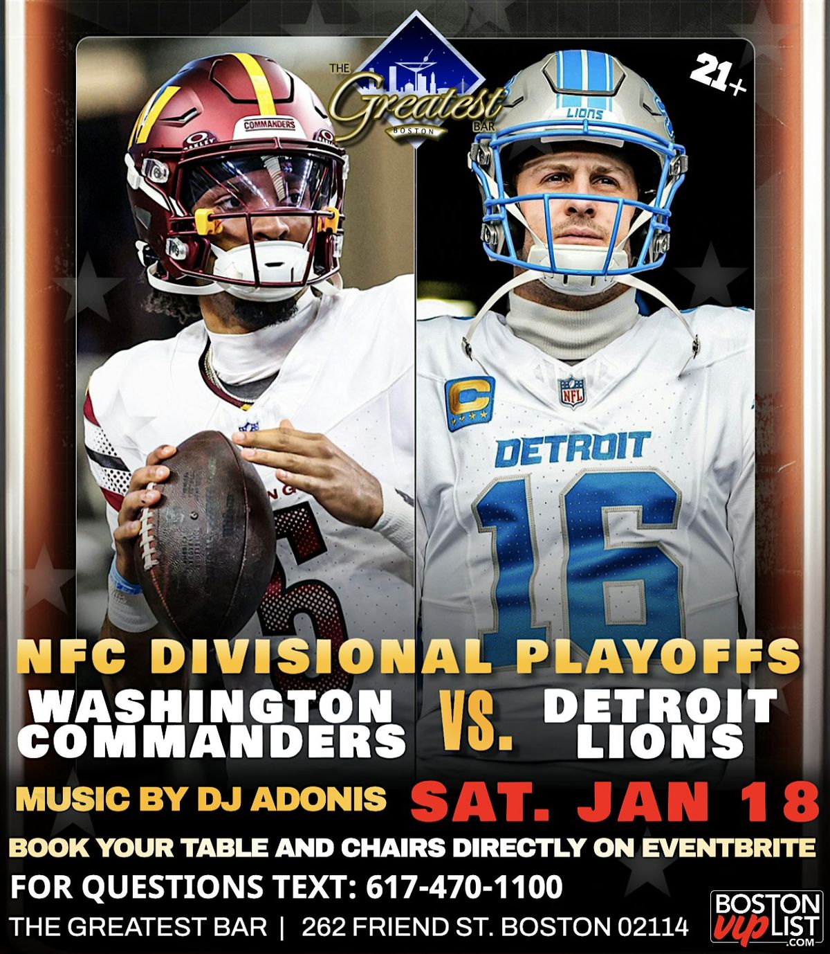 Commanders vs. Lions Watch Party @The Greatest Bar, The Greatest Bar ...