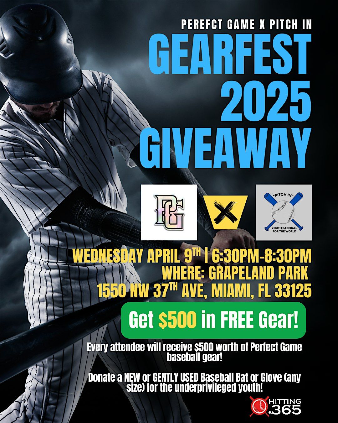 Gearfest Giveaway 2025, Grapeland Park Baseball Field, Miami, 9 April 2025
