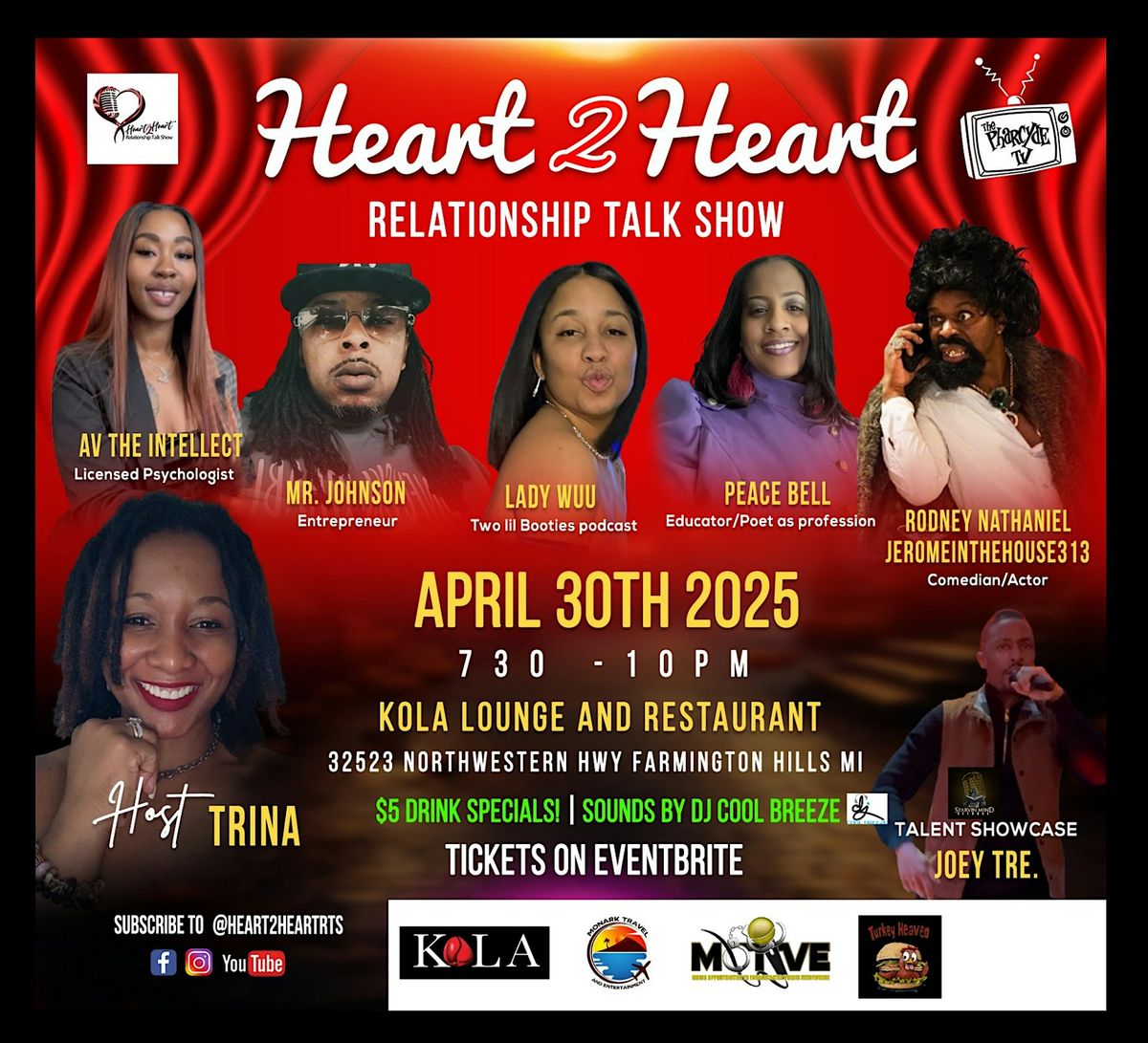 HEART 2 HEART RELATIONSHIP TALK SHOW, Kola Restaurant & Ultra Lounge ...
