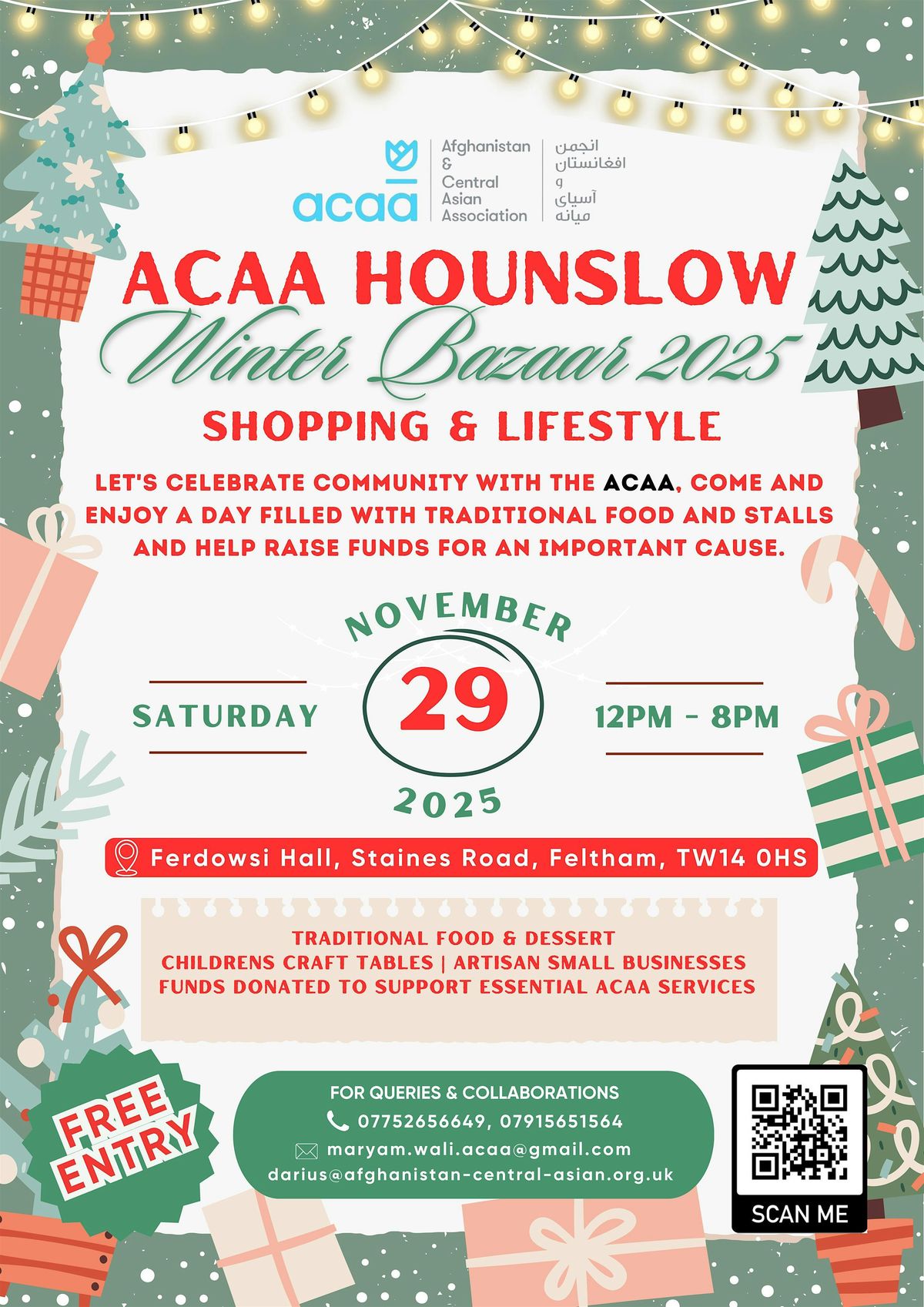 ACAA HOUNSLOW WINTER BAZAAR 2025 - Shopping and Lifestyle, Afghanistan ...