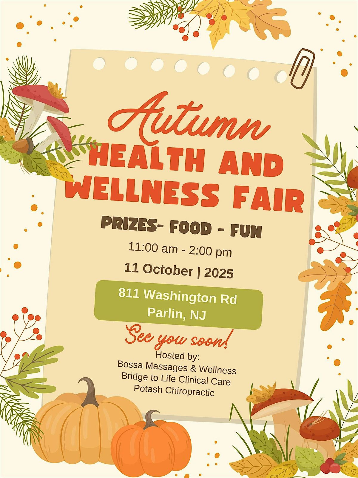 Fall Health and Wellness Fair, 811 Washington Rd, Sayreville, 11 ...
