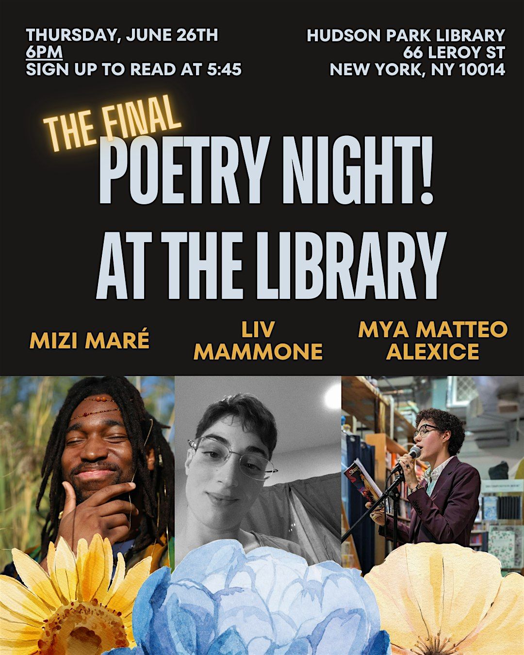 Poetry Night At the Library (Reading and Open Mic), Hudson Park Library ...