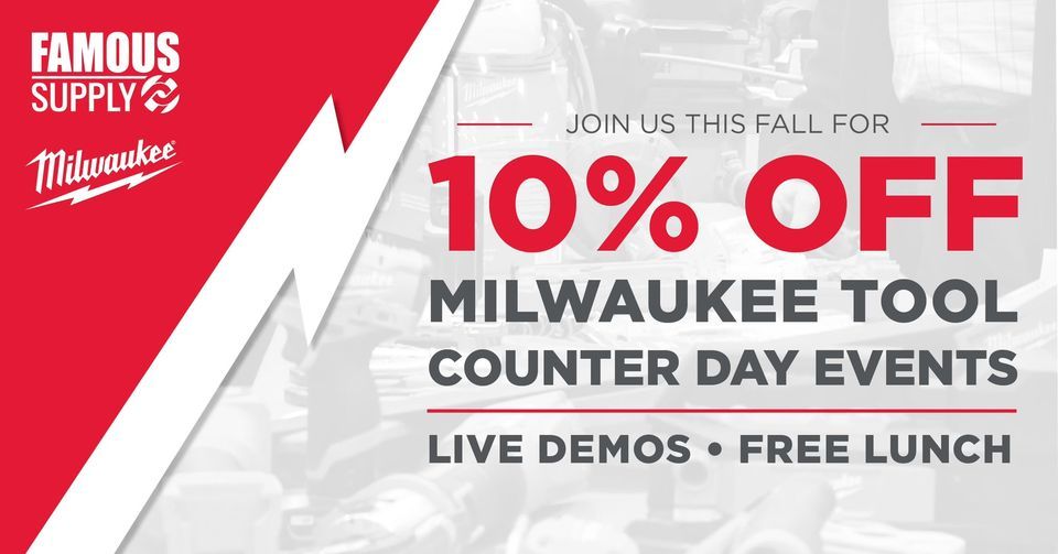 Milwaukee Tool 10% OFF Counter Day - Columbus East, 1356 Cleveland Ave ...