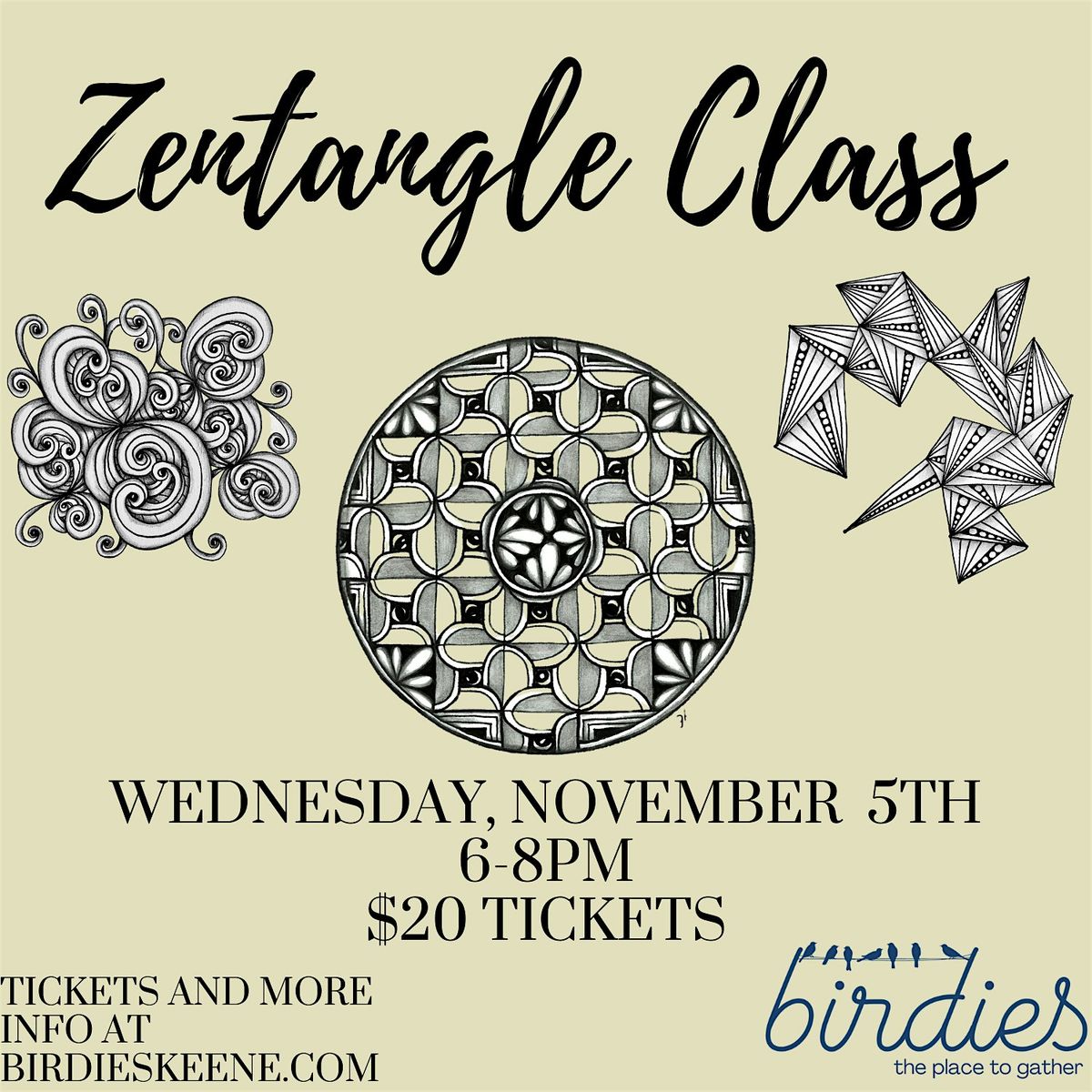 Zentangle Art Class, Birdies, Keene, 5 November 2025