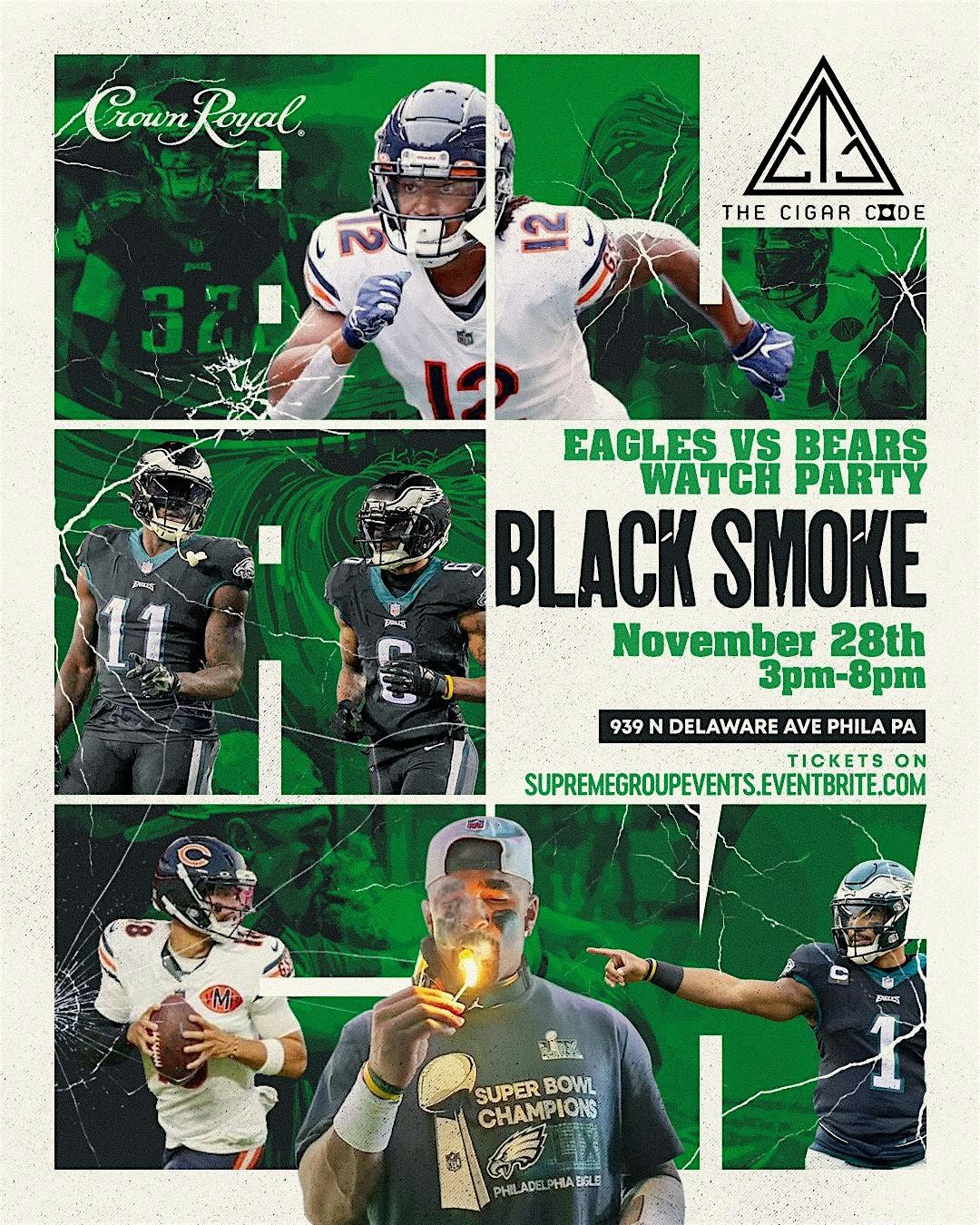 BLACK SMOKE EAGLES BEARS WATCH PARTY, The Cigar Code, Philadelphia, 28 ...