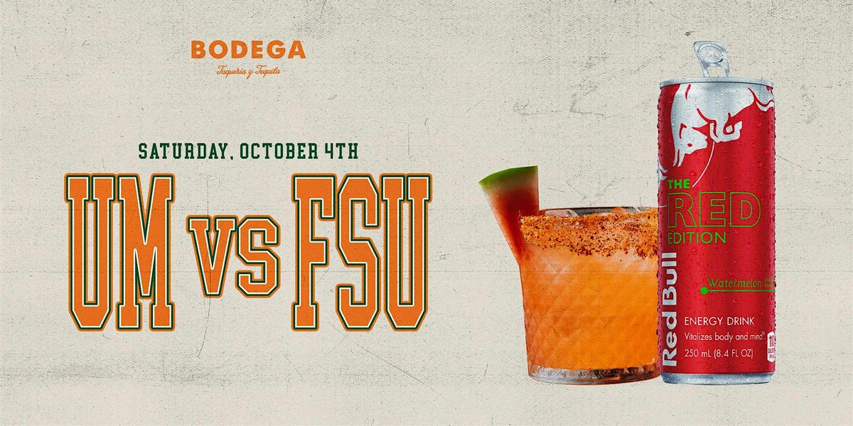 UM vs FSU with Redbull, Bodega Coconut Grove, Miami, 4 October 2025