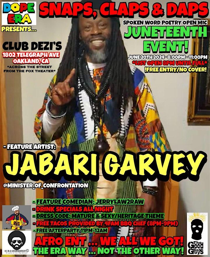 SNAPS, DAPS & CLAPS (Feature Artist: Jabari Garvey and Comedian: Jerry ...