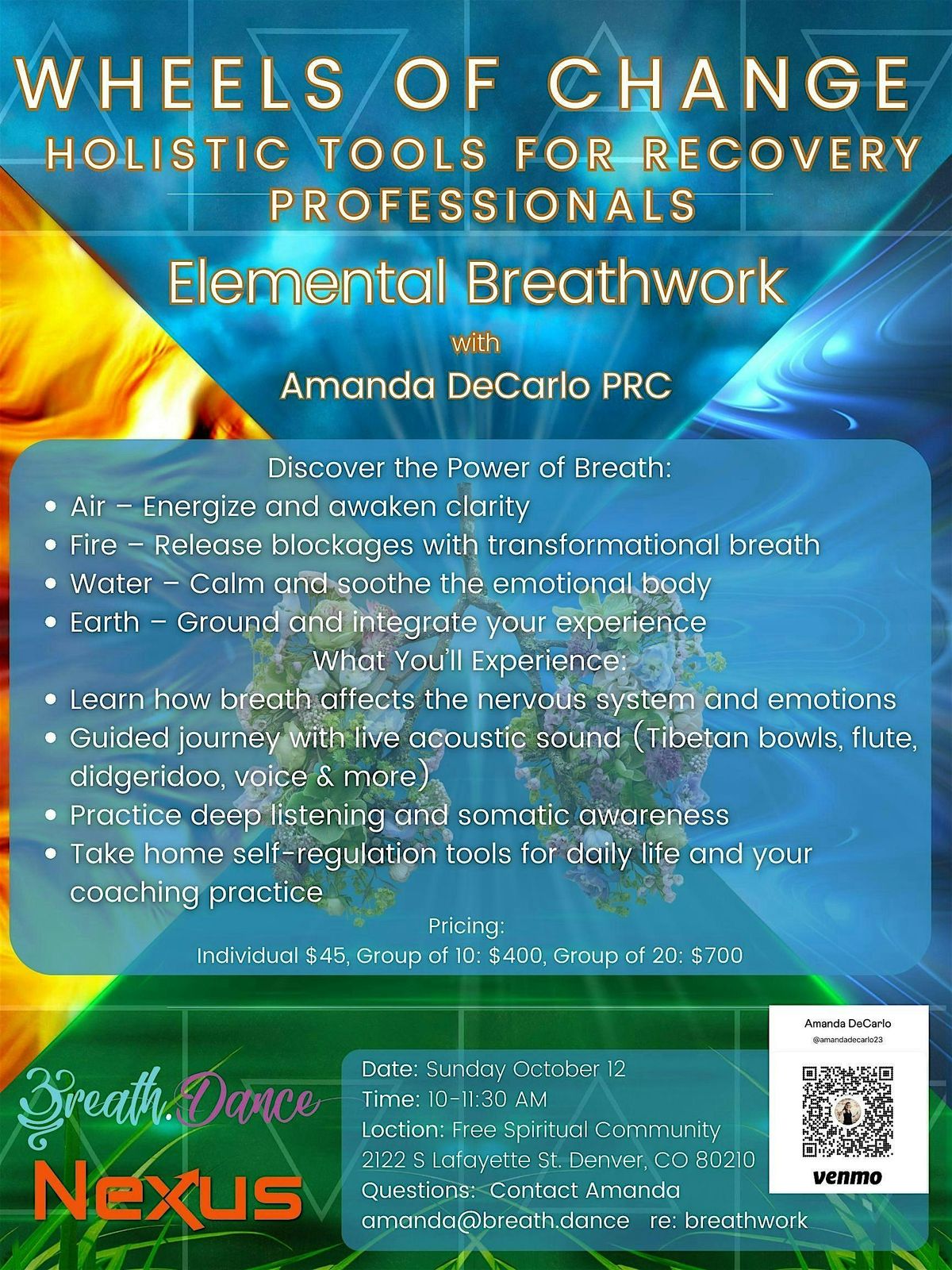 Elemental Breathwork and Sound Bath, FREE Recovery Community, Denver, 12 October 2025