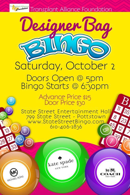 Designer Bag Bingo Fundraiser!, State Street Entertainment Hall ...