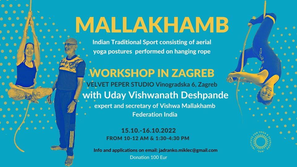 MALLAKHAMB / WORKSHOP IN ZAGREB Aerial yoga postures on rope, Velvet ...