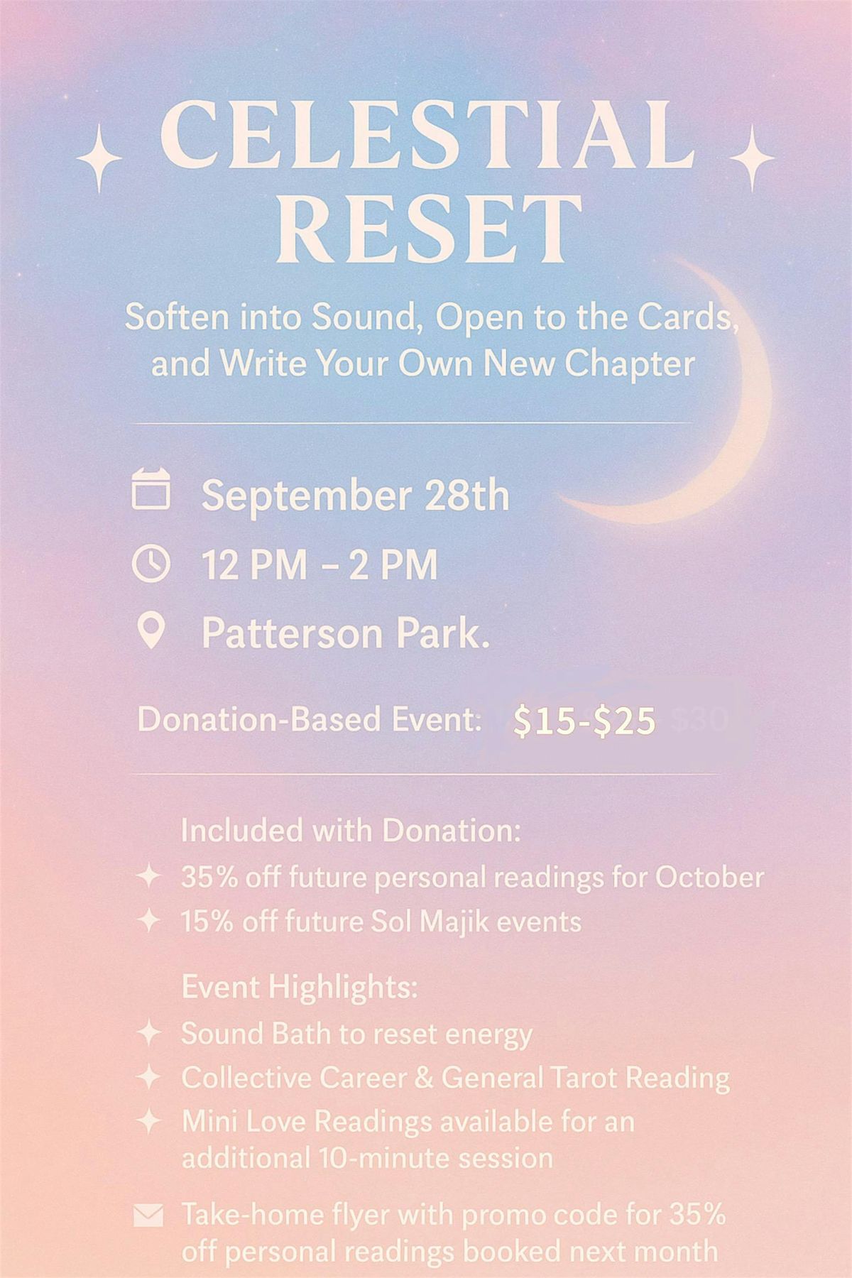 Celestial Reset | Sound Bath, Collective Tarot Readings & Guided Journaling, Patterson Park ...