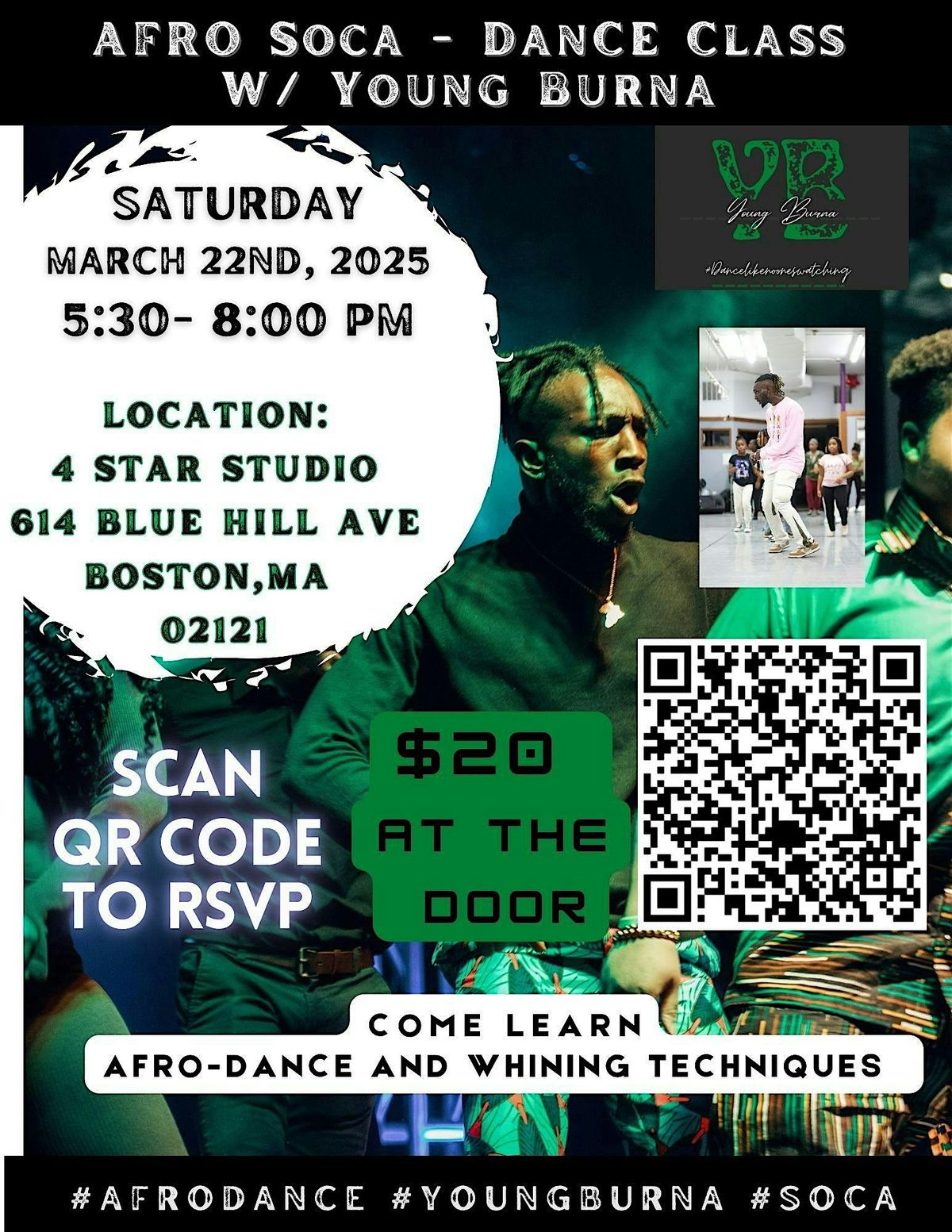 AFRO X SOCA Dance Class W/ Young Burna, 614 Blue Hill Ave, Boston, 22 ...