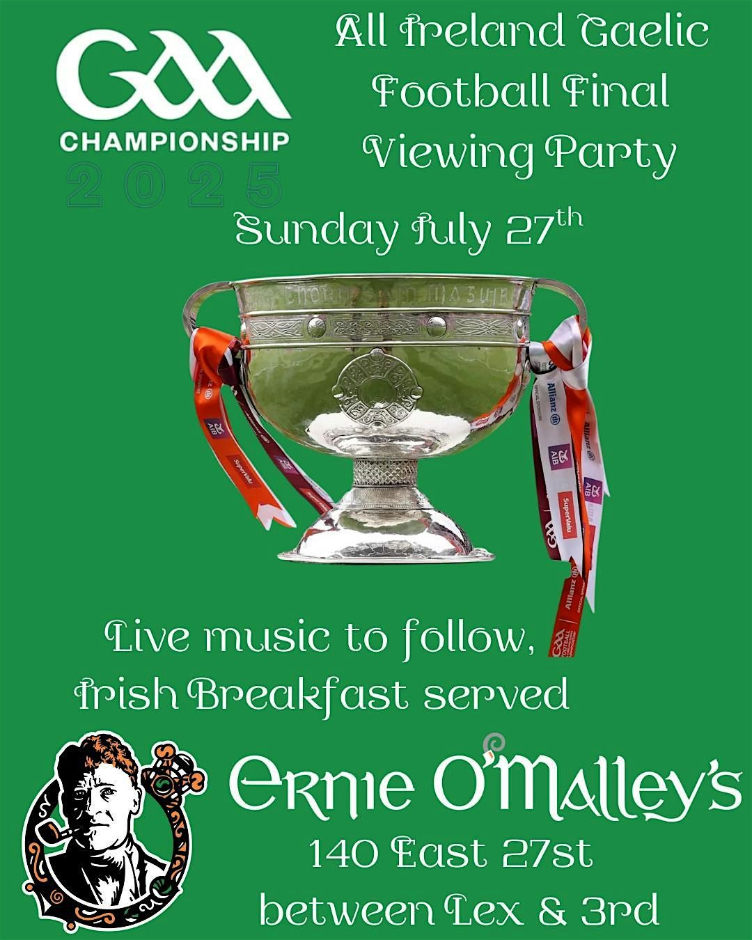 All Ireland Gaelic Football Final viewing party, Ernie O'Malley's, New ...