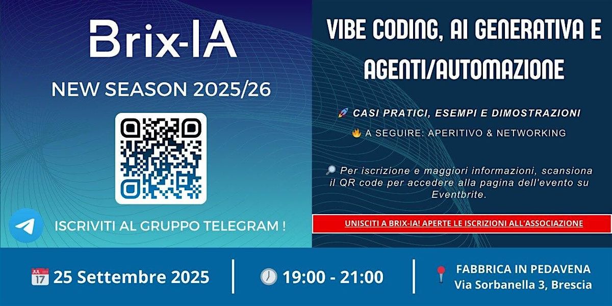 BRIX-IA Meet-up | Apertura stagione 2025/2026, Via Sorbanella, 3, Brescia, 25 September 2025