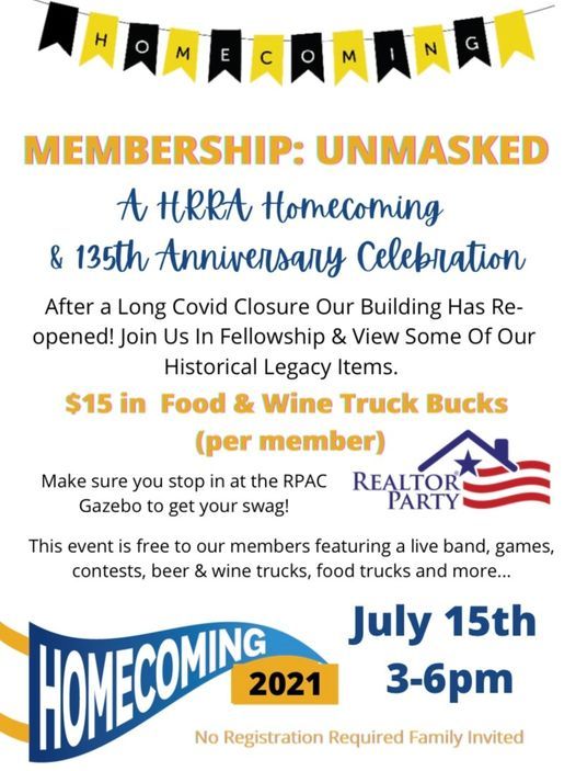 Membership: Unmasked, A HRRA Homecoming & 135th Anniversary Celebration ...