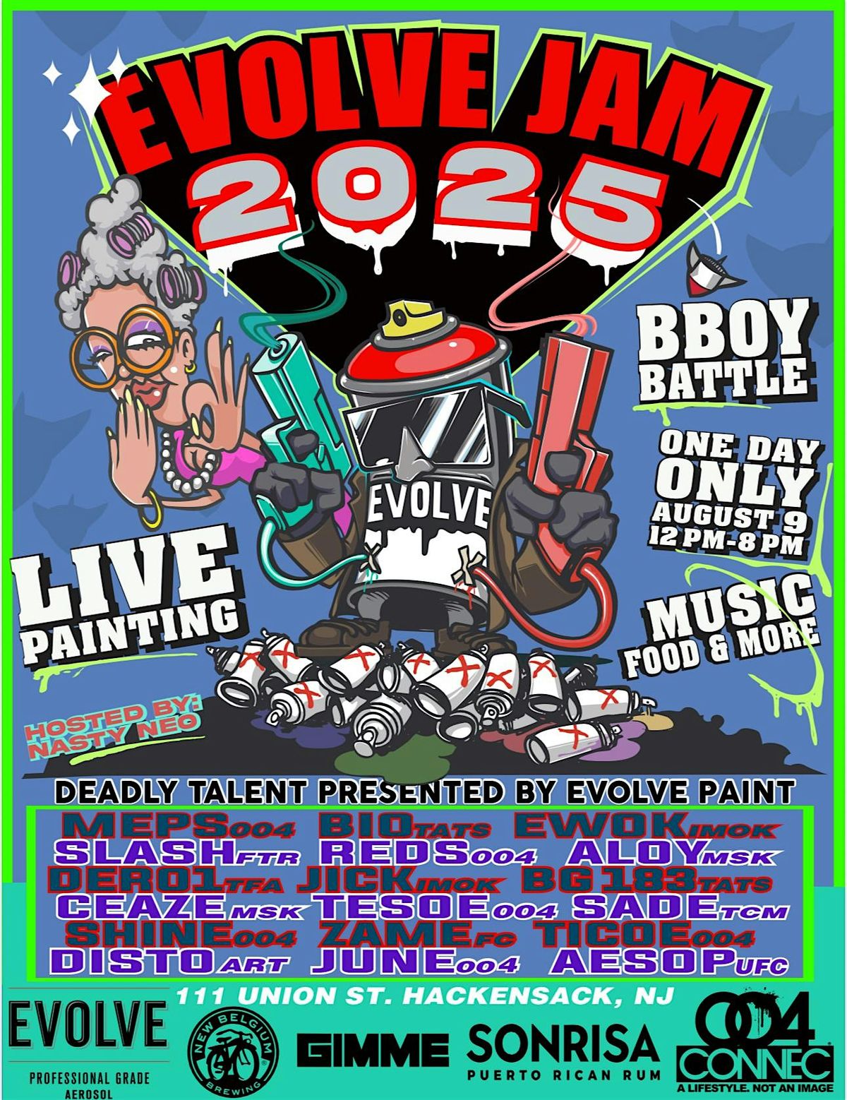 Evolve Jam 2025, Graffiti Temple, Hackensack, 9 August 2025