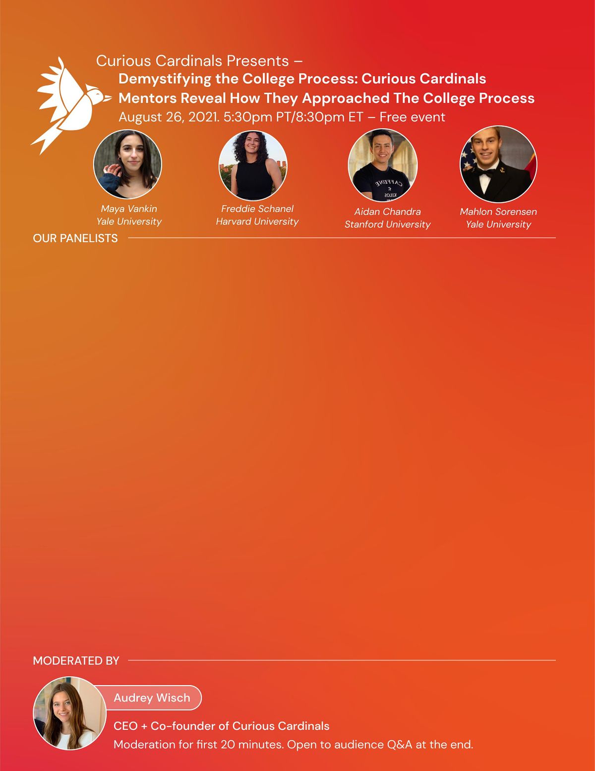 Demystifying the College Process, Online, 26 August 2021