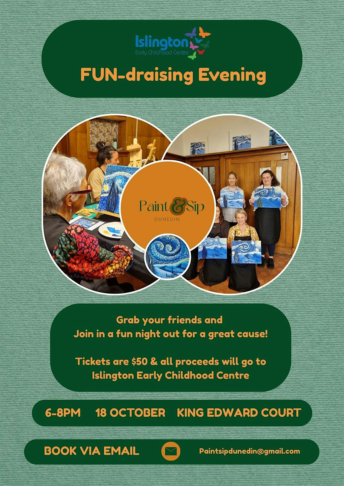 Paint and Sip FUN-draising Evening, Paint and Sip Dunedin, 18 October 2025