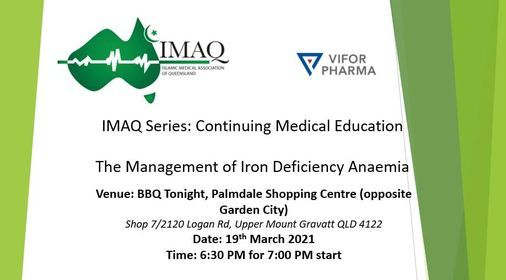 IMAQ CME Series: Management of Iron Deficiency Anaemia, BBQ Tonight ...