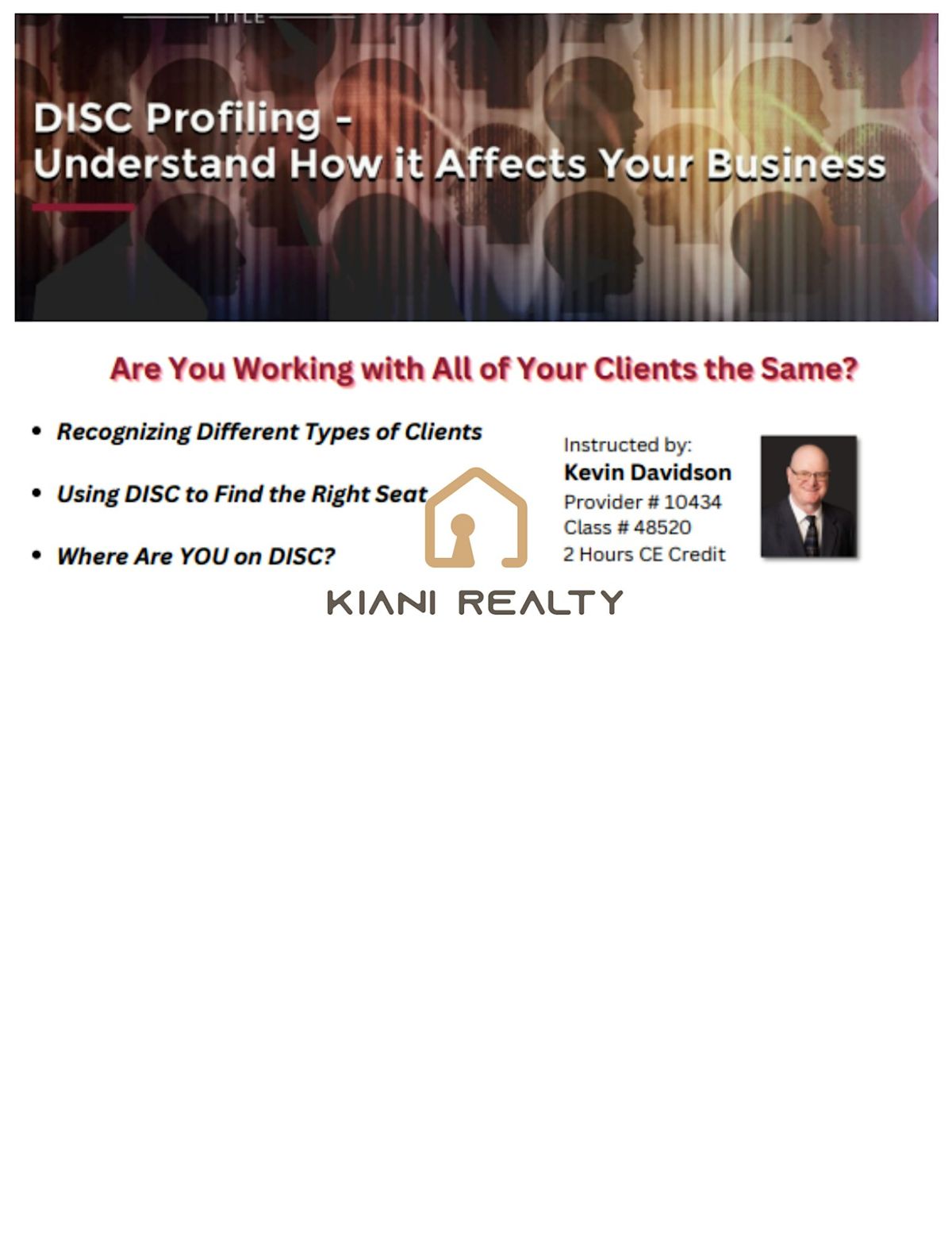 FREE 1 HR CE COURSE- DISC PROFILING, 5959 W Loop S, Bellaire, 28 ...