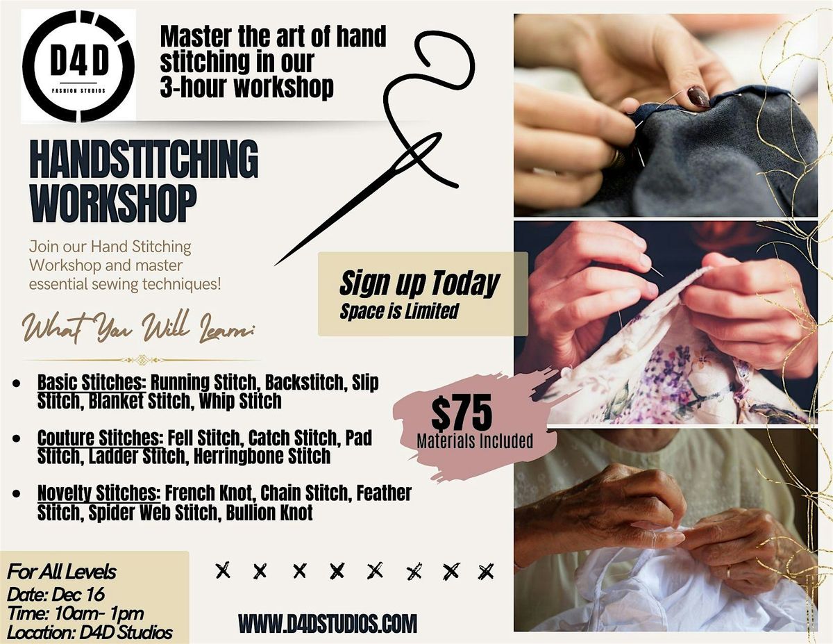 Master the Art of Hand Stitching: A Beginner-Friendly Workshop, D4D Studios, New York, 16 ...