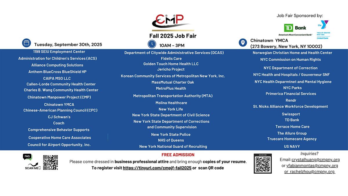 CMP Fall 2025 Job Fair, 273 Bowery, New York, 30 September 2025