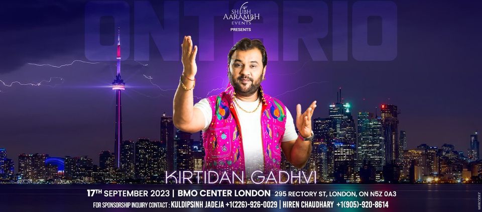 Garba night withKirtidan Gadhvi- London 2023, BMO Centre London, 17 ...