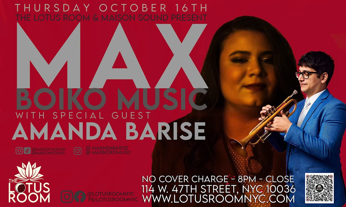 Max Boiko Project w/ Amanda Barise @ The Lotus Room - Thu October 16 ...