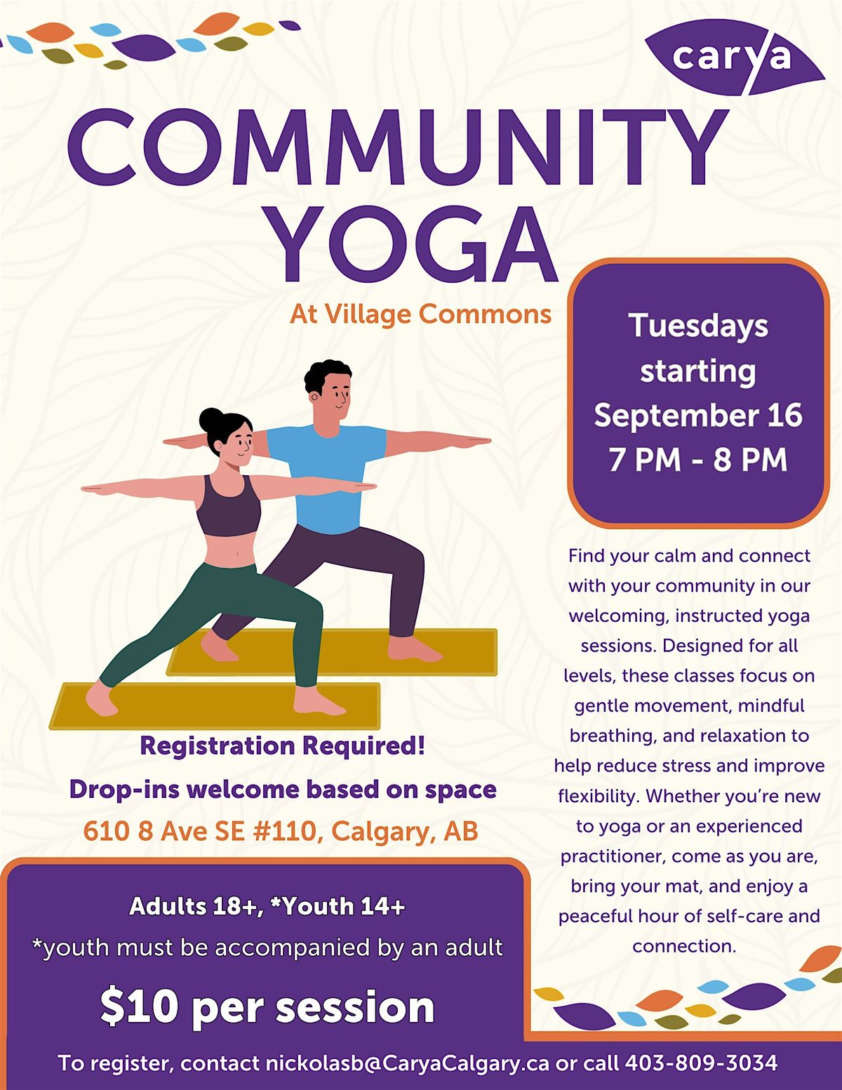 Community Yoga by Carya Calgary, 201, 610 8 Avenue S.E. Calgary ...