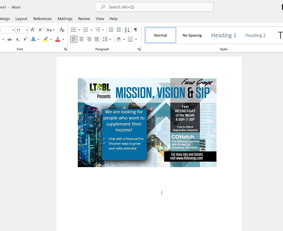 Mission, Vision & Sip Focus Groups, COhatch The Gateway, Columbus, 6 ...