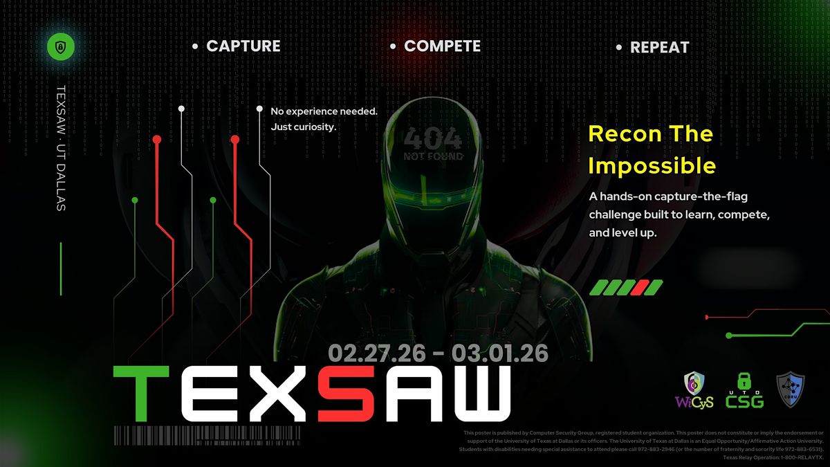 [FREE] TexSAW 2026: 3-Day Cybersecurity Capture-the-Flag (CTF), Erik ...