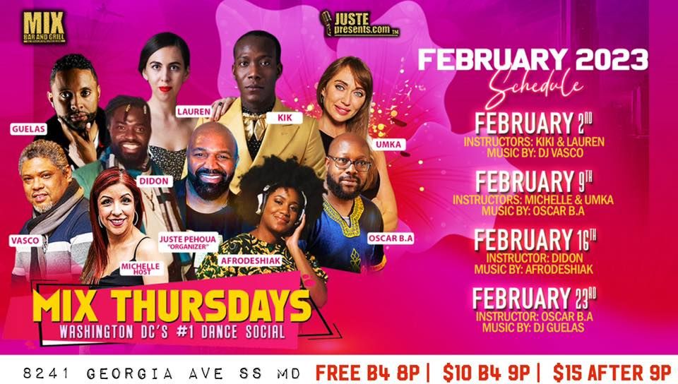 MIX THURSDAYS FEBRUARY 2023 CALENDAR, Mix Bar and Grille: Silver Spring ...